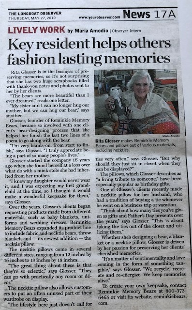 Longboat Observer – ReMinkie Memory Bears